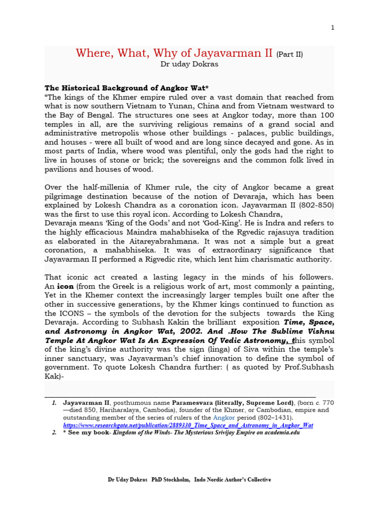 Where, What, Why of Jayavarman II (Part II) DR Uday Dokras | PDF
