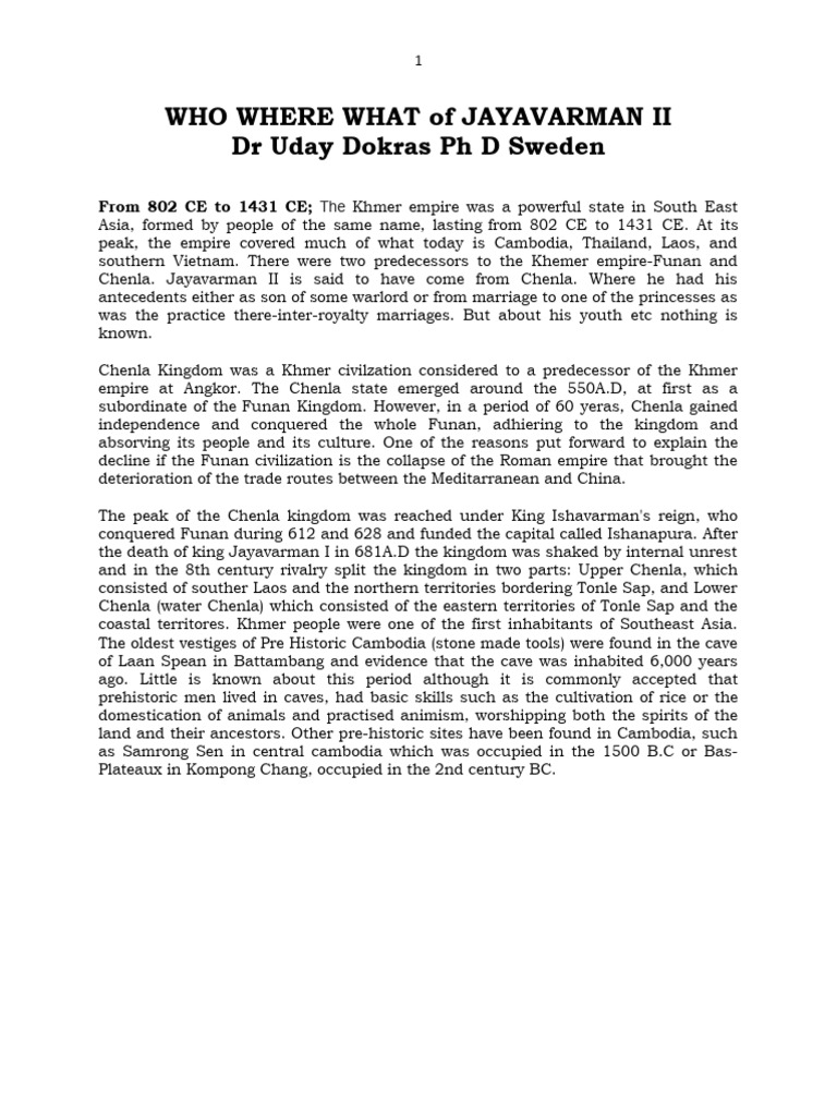 Jayavarman II and the Khmer Empire Origins | PDF | Angkor | Cambodia