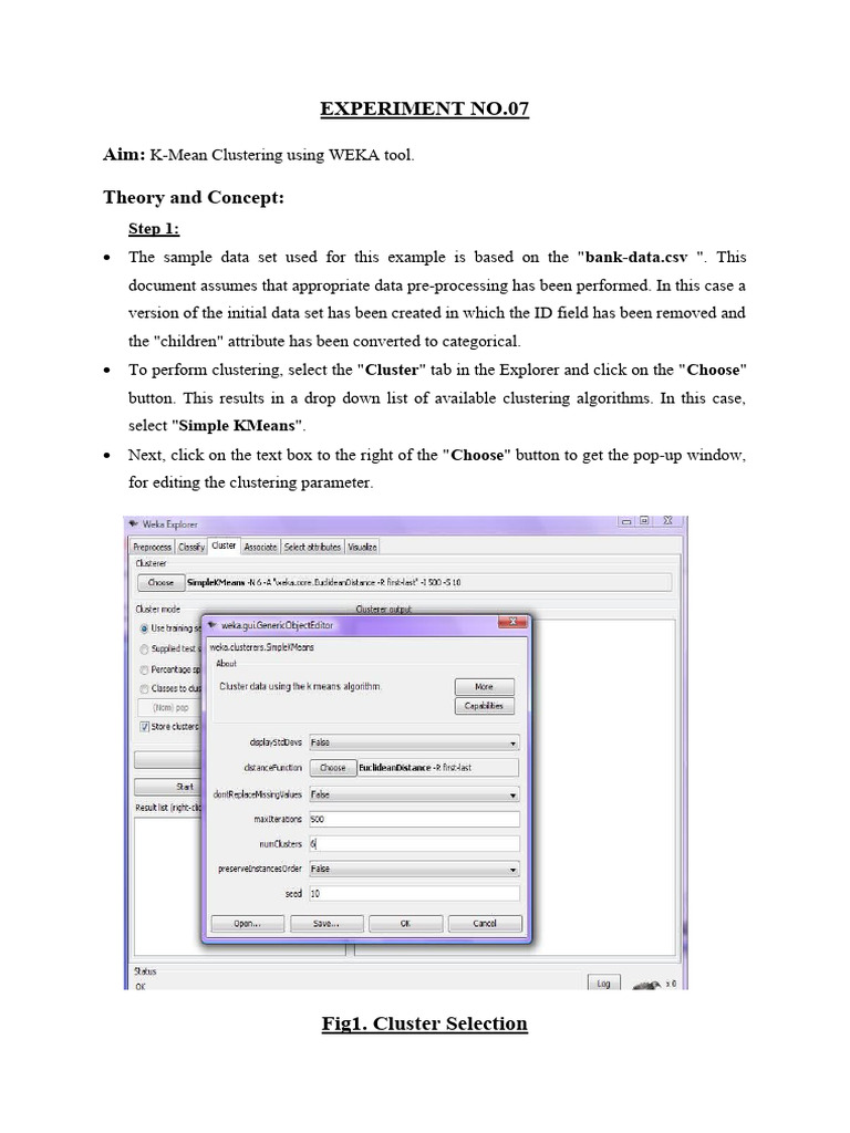 K-Means Clustering with WEKA Guide | PDF