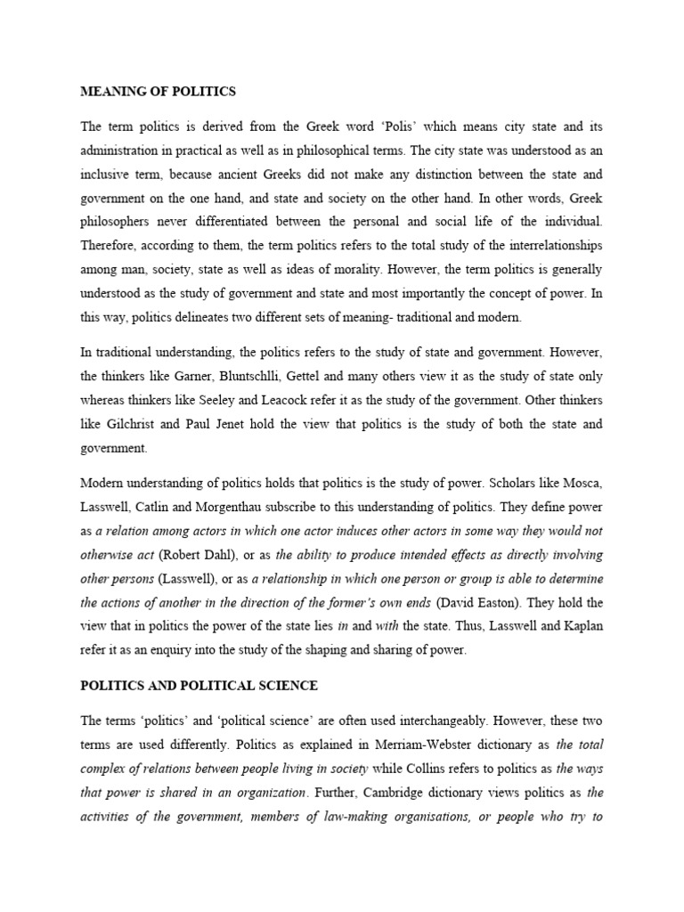 Meaning and Definitions of Political Science | PDF | Science ...