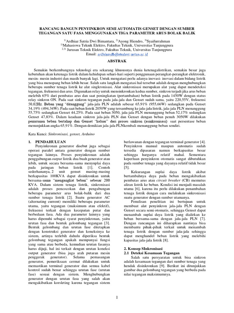 Panel Sinkron Genset | PDF