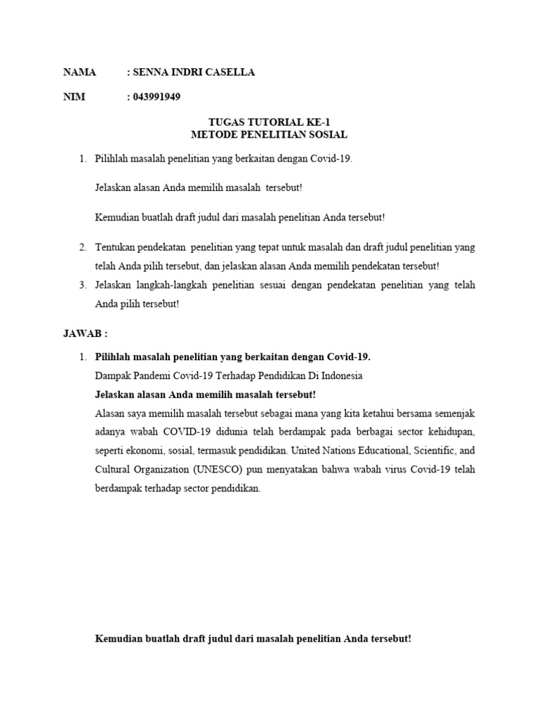 TUGAS 1 Metode Penelitian Sosial | PDF TUGAS 1 Metode Penelitian Sosial | PDF
