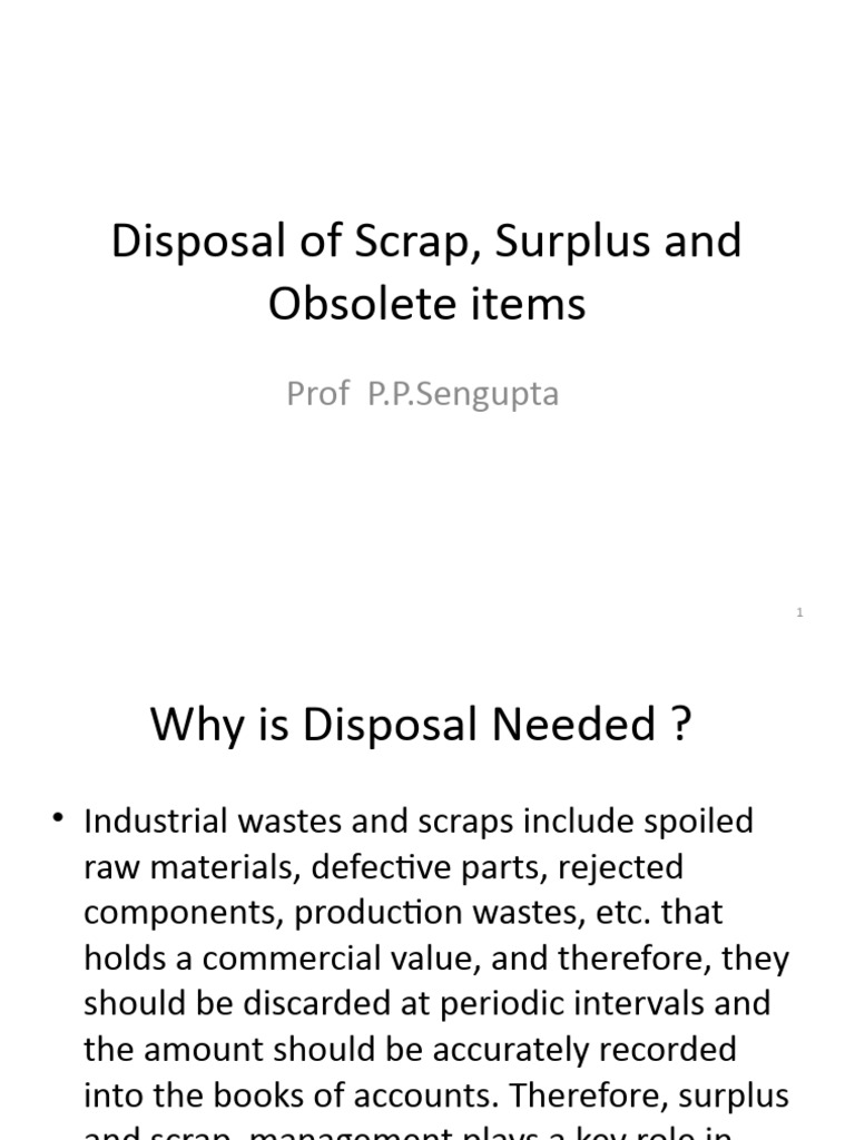 Disposal of Scrap, Surplus and Obsolete items | PDF