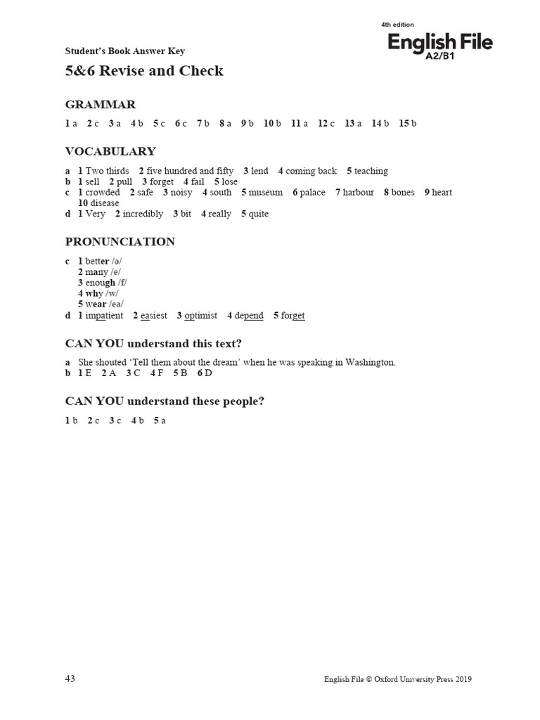 B1 5&6 Revise and Check Test Key | PDF | Art