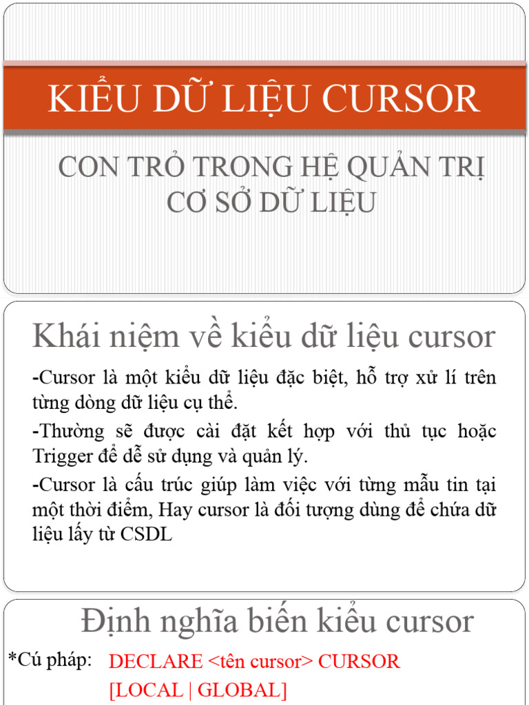 KIỂU DỮ LIỆU CURSOR | PDF