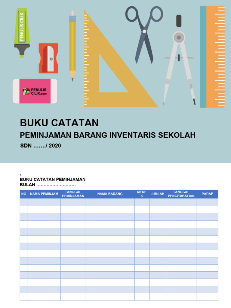 Buku Catatan Peminjaman Barang Inventaris Sekolah | PDF
