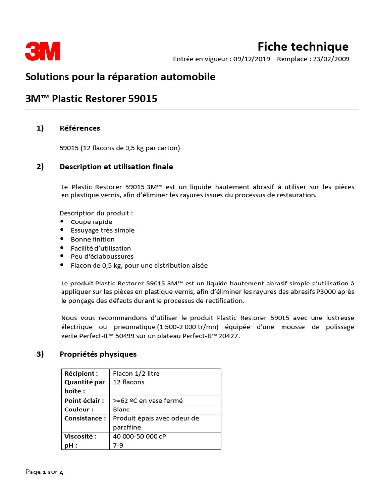 3m-Plastic-Restorer-59015-Fiche-Technique-Fr v2 | PDF