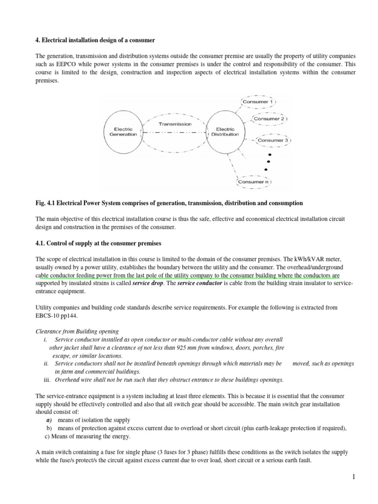 CH 4 Electrical Installation Design of A Consumer | PDF