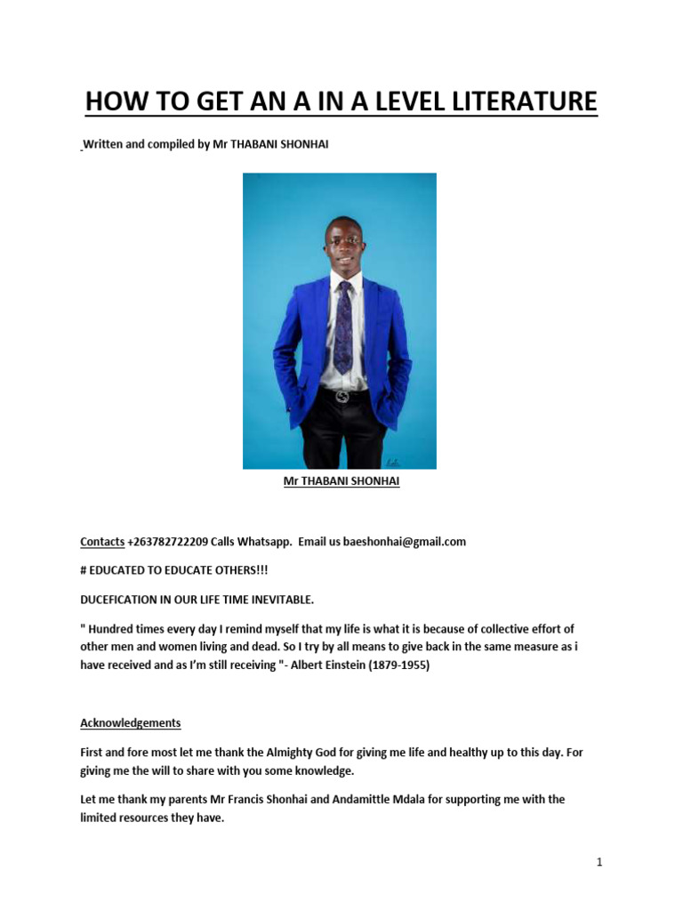 HOW TO GET AN A in Lit by THABANI SHONHAI | PDF