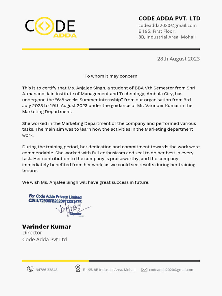 anjali-training-letter | PDF