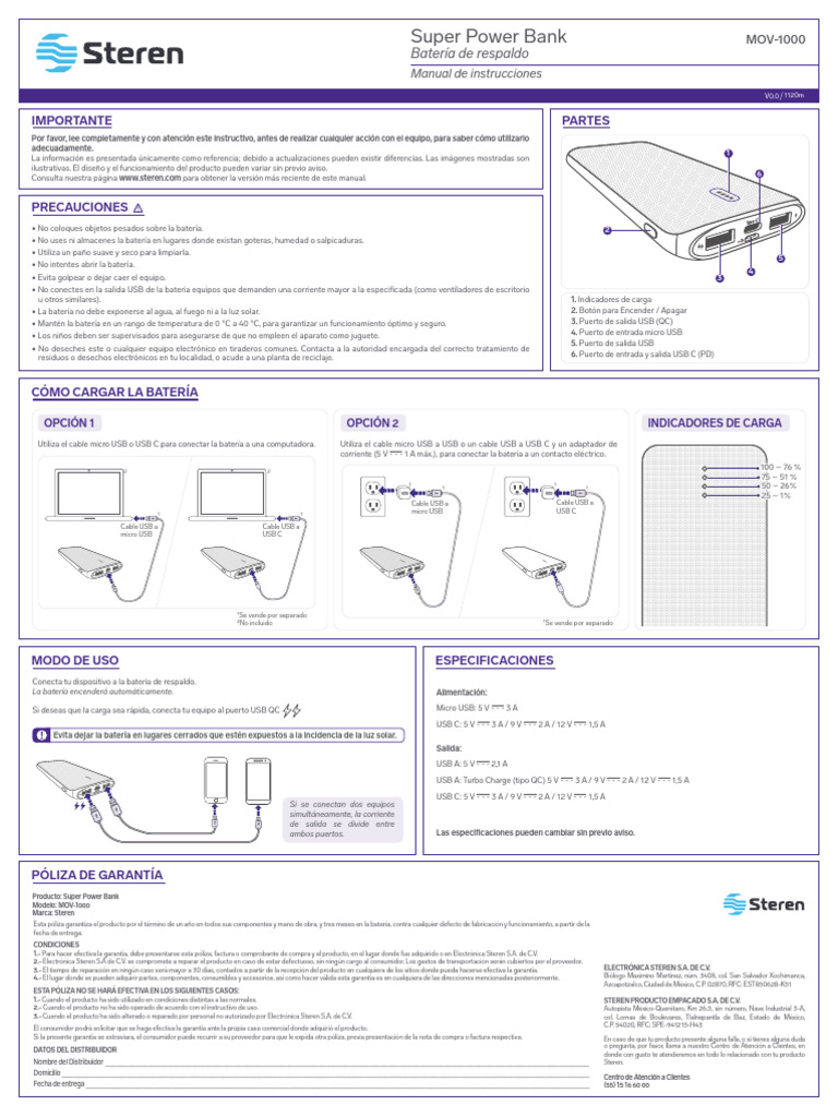 MOV 1000 Instr | PDF | USB | Residuos