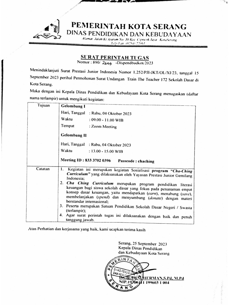 Surat Tugas Cha-Ching | PDF