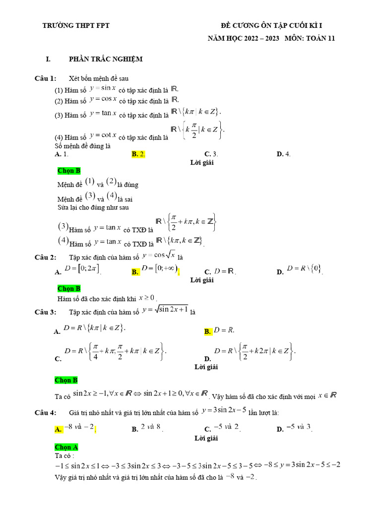 ĐỀ CƯƠNG CUỐI KÌ 1 K11 2022 2023 GV | PDF