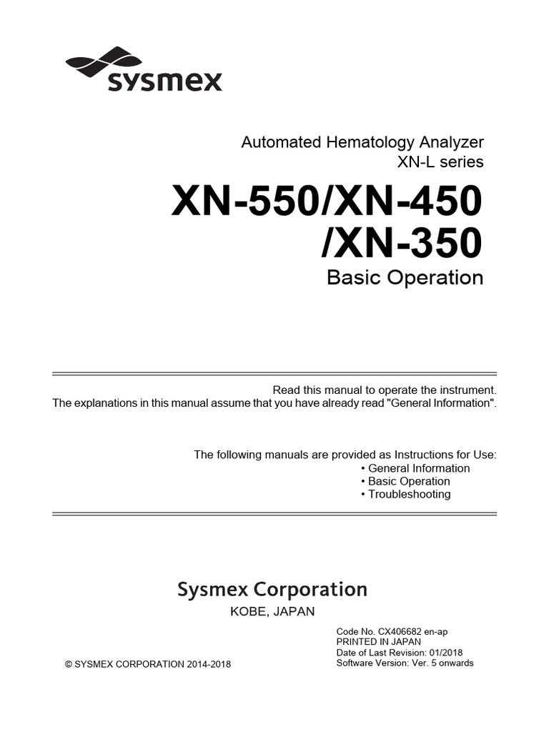 XN-550/XN-450 /XN-350: Basic Operation | PDF