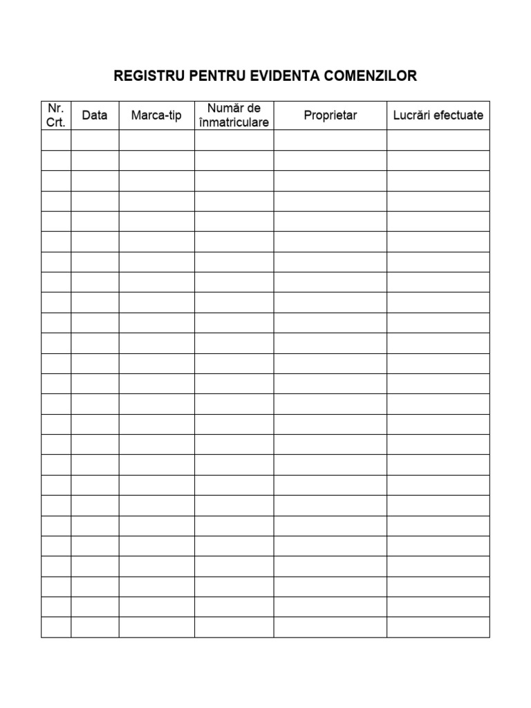 Registru de Evidenta Comenzi | PDF