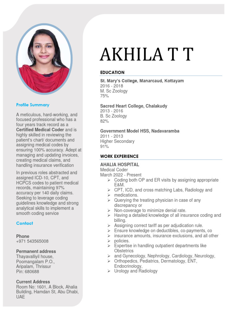 Akhila TT - CV | PDF