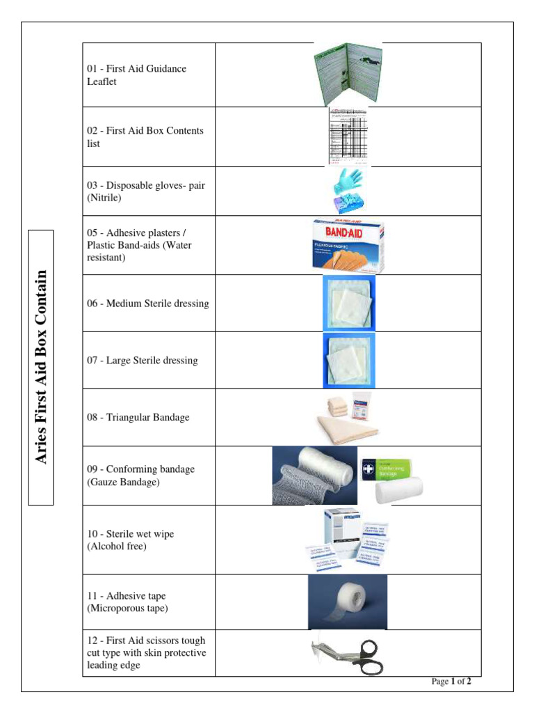 First Aid Box Contents Overview | PDF