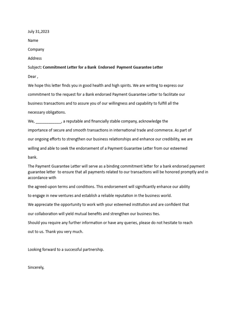 Aug. 01 Draft Commitment Letter | PDF