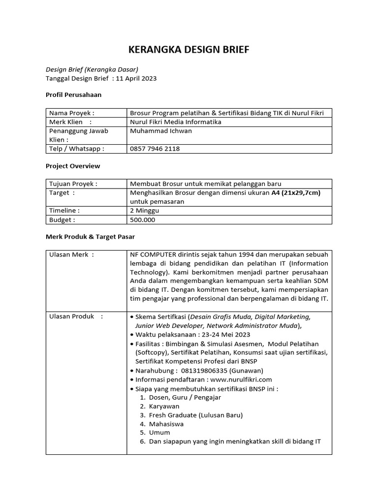 Kerangka Design Brief | PDF