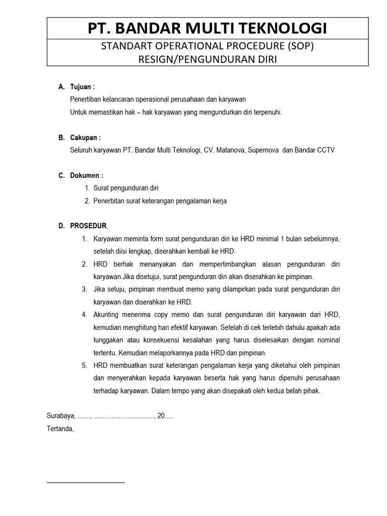 Sop Resign | PDF