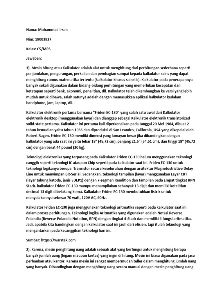 Tugas Tekper Pertemuan 5 | PDF