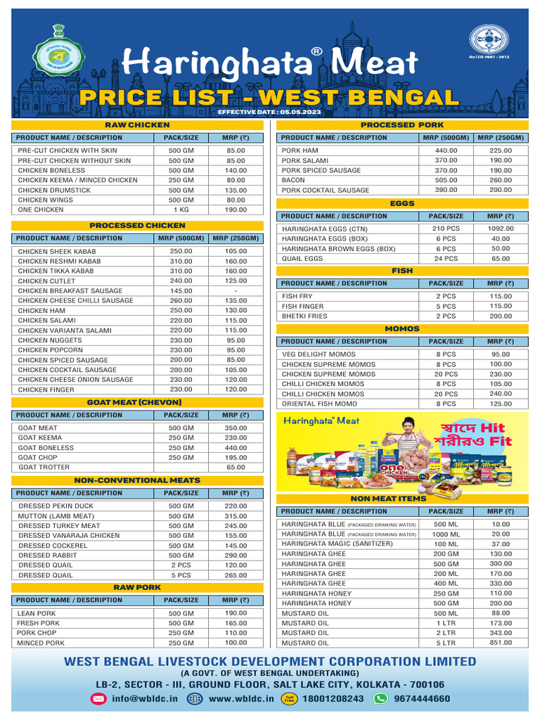 Haringhata Meat Price List 2025 | PDF