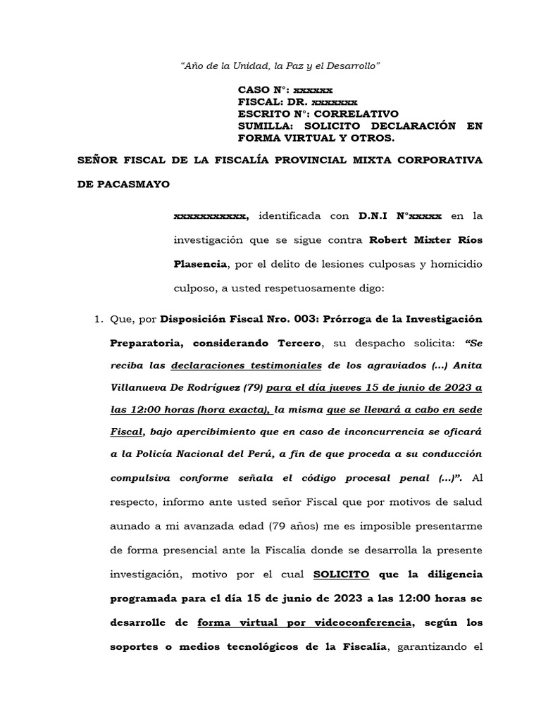 Solicito Declaración de Forma Virtual | PDF