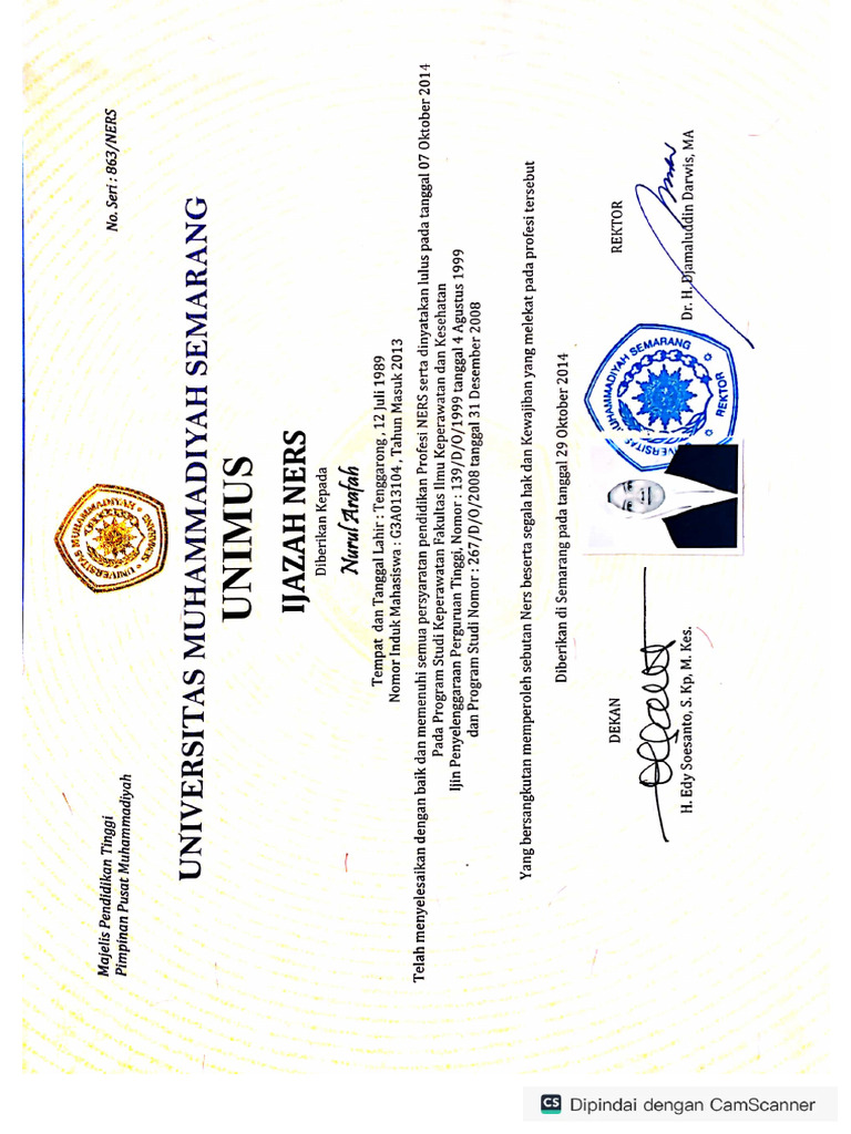 Ijazah Ners Unimus Nurul | PDF