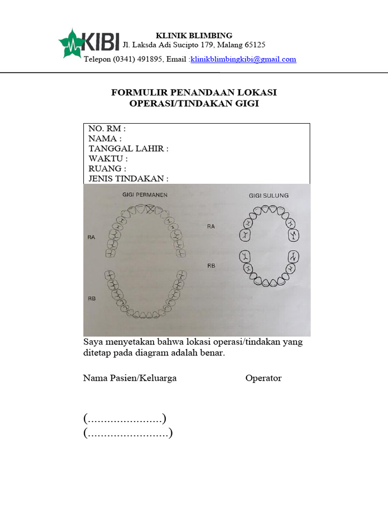 Formulir Penandaan Lokasi Operasi | PDF