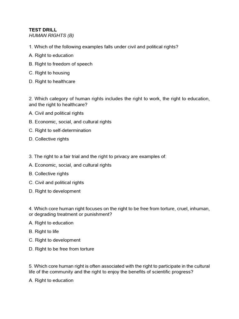 Human Rights Education Test Questions | PDF | Social Science | History
