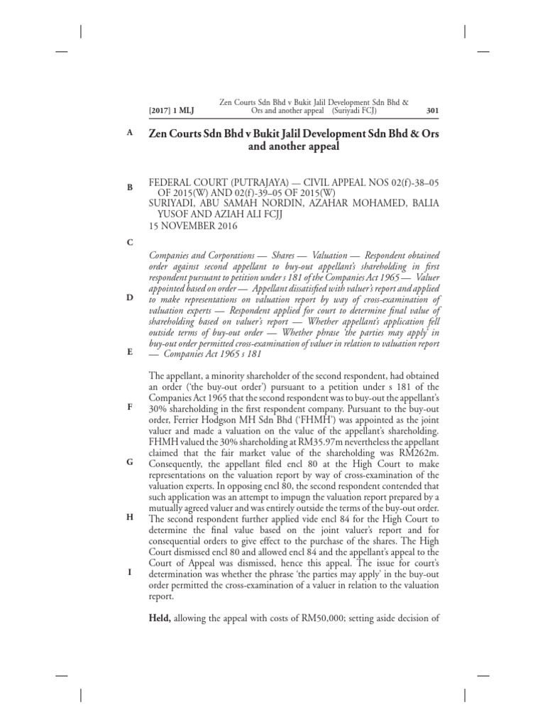 Zen Courts SDN BHD V Bukit Jalil Development SDN BHD & Ors and Another ...