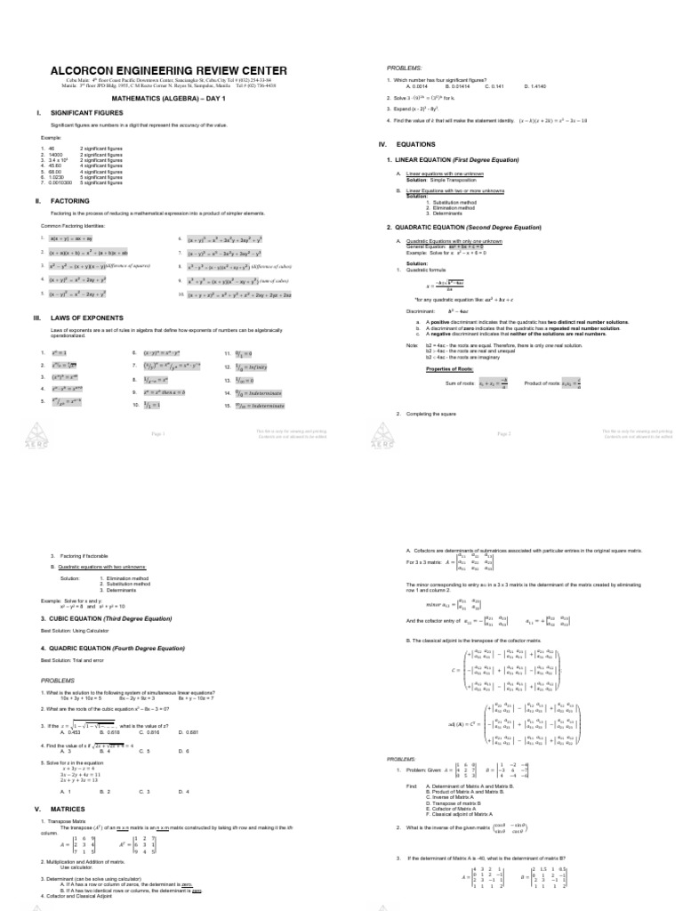 Engineering Math and Sciences | PDF | Equations | Quadratic Equation