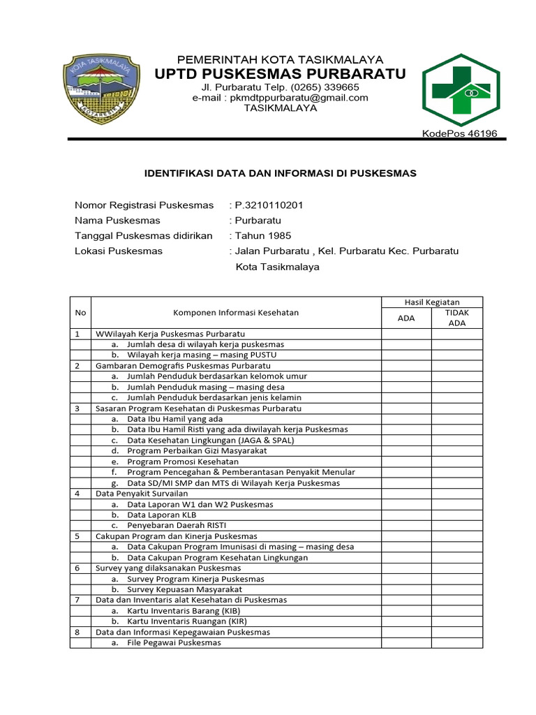 1241 Identifikasi-Data-Dan-Informasi-Di-Puskesmas | PDF