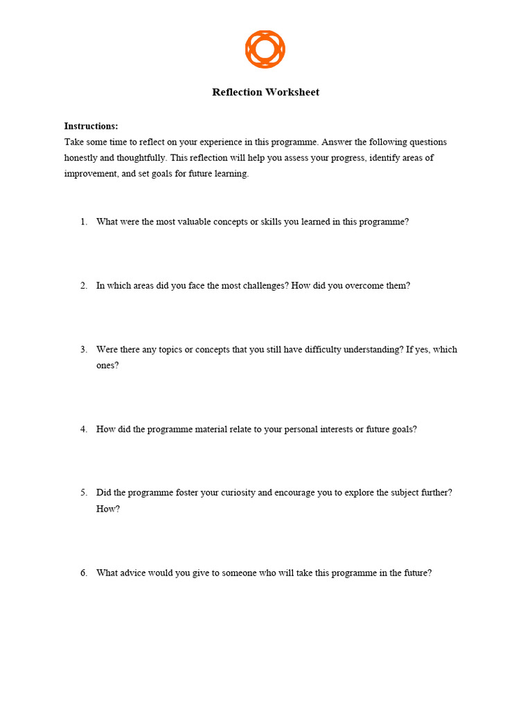 Reflection Worksheet | PDF