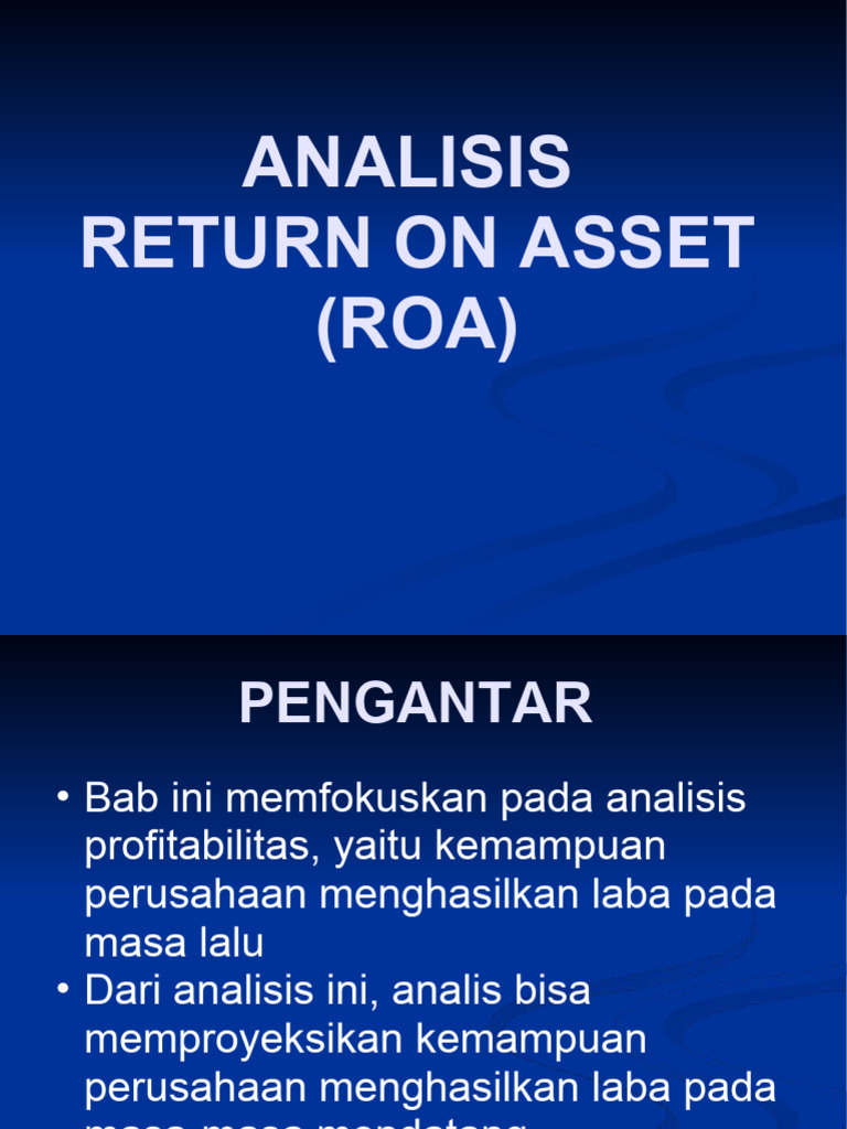 Sesi 6 - Analisis ROA | PDF | Pengelolaan Keuangan & Uang