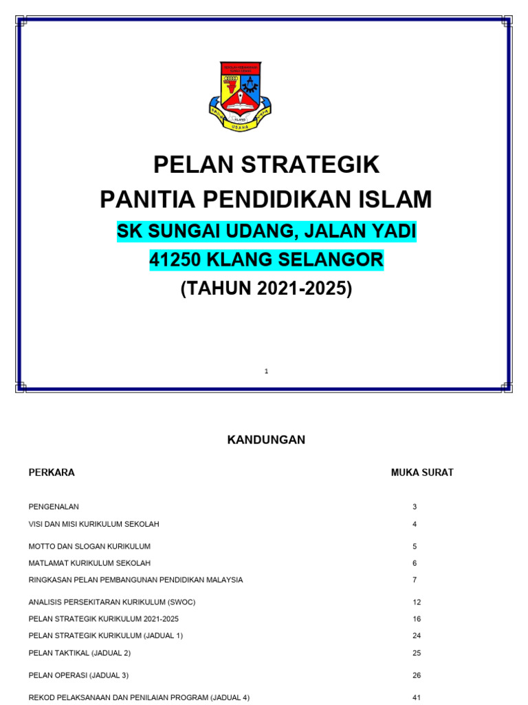 Pelan Strategik Pendidikan Islam 2021-2025 | PDF | Karier ...