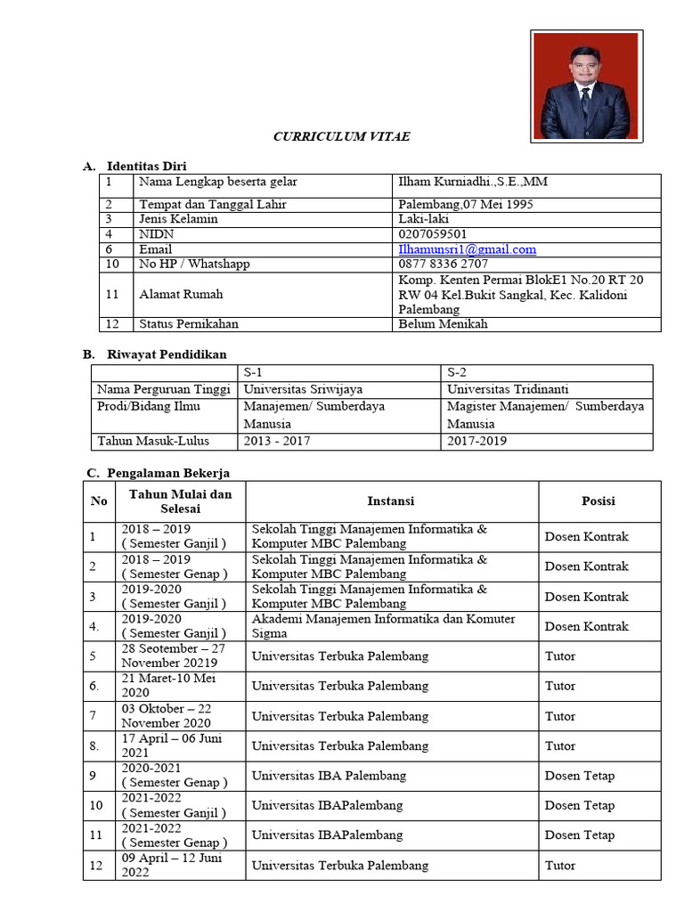 CV Calon Dosen Baru | PDF