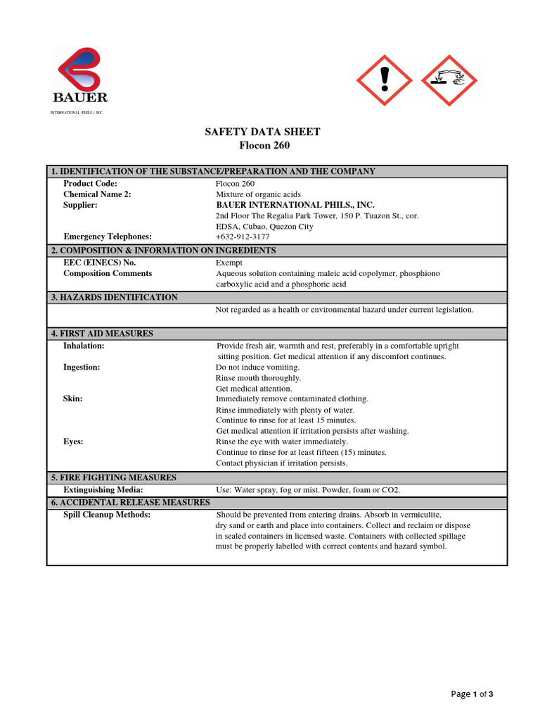 Flocon 260 SDS 2023 | PDF