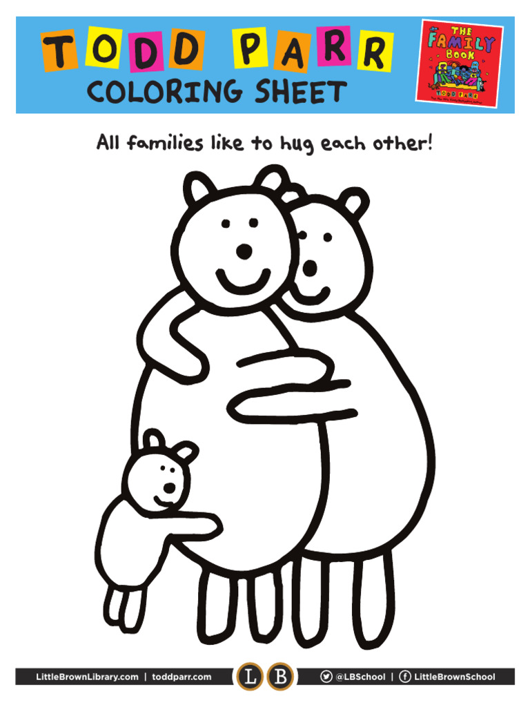 Family Hug Coloring Sheet | PDF | Social Science | Wellness