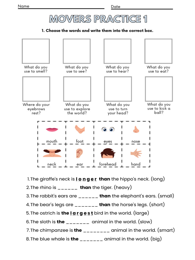 MOVERS Worksheet 1 | PDF