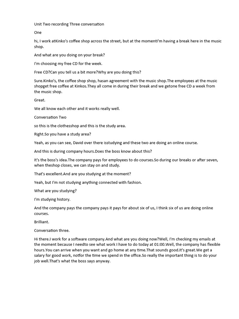 Unit Two Recording Three | PDF