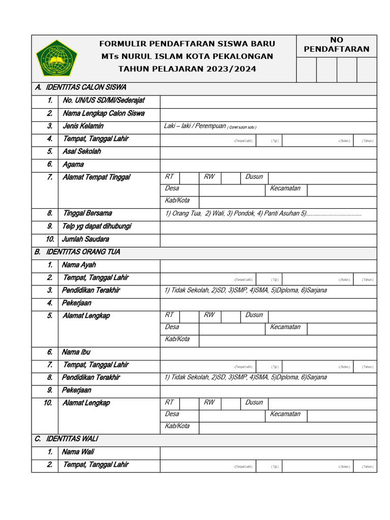 Formulir Pendaftaran Siswa Baru PPDB 2021-2022 | PDF | Kesehatan Holistik