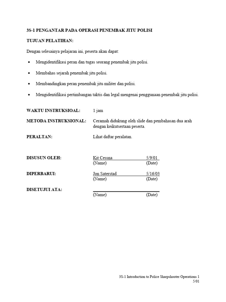 3S-1 Intro To Police Sharpshooter Operations (Trans) | PDF