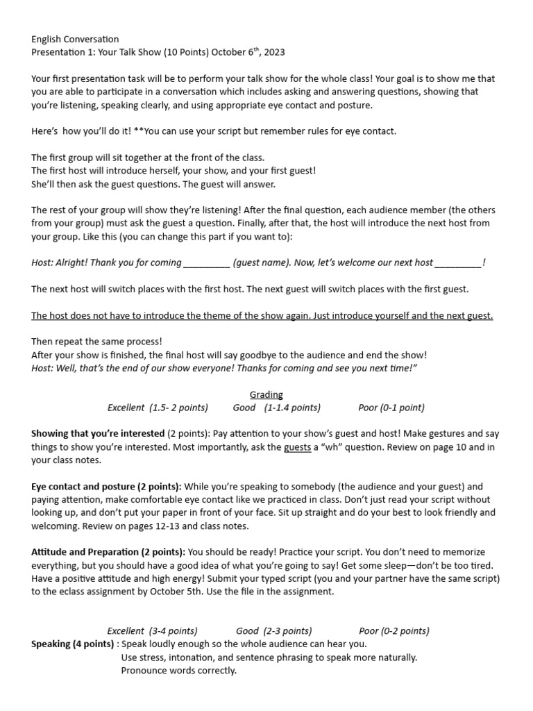 Eng Convo Presentation 1 | PDF