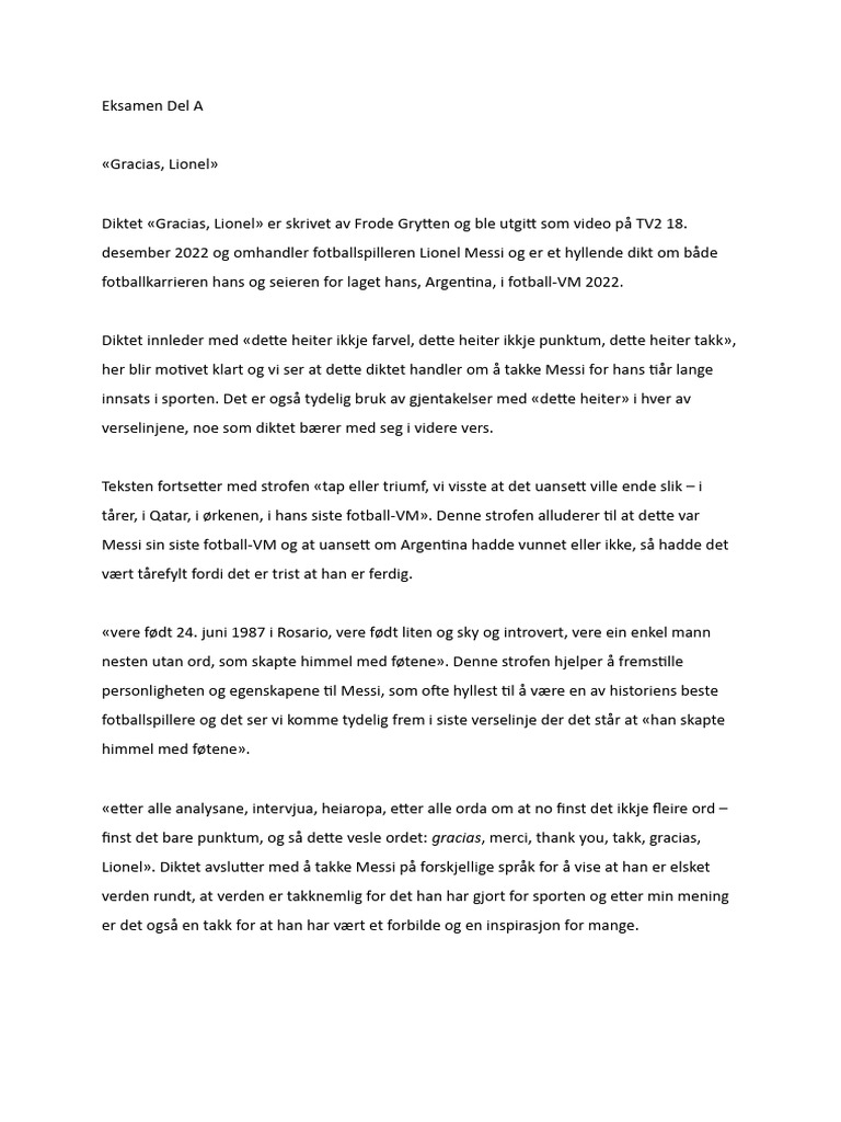 Norsk Eksamen Hovedmål | PDF