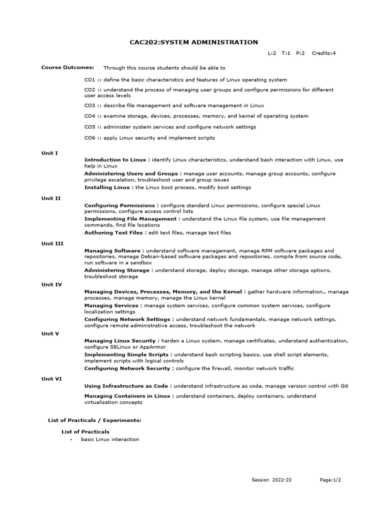 Linux System Administration Course | PDF