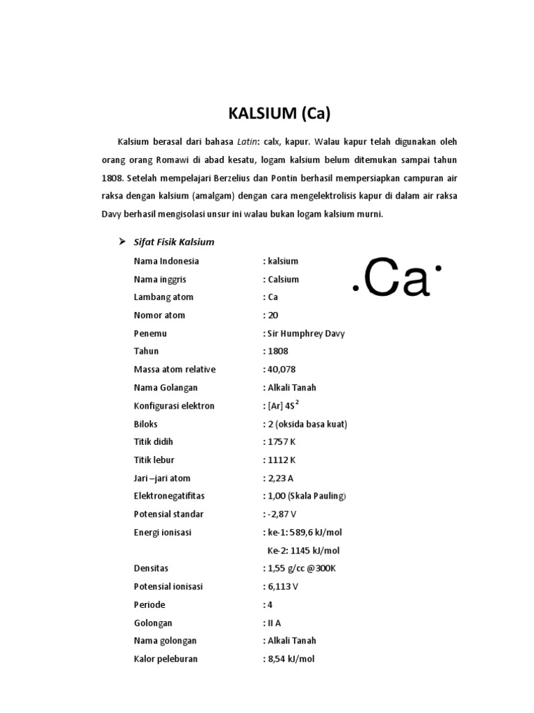 KALSIUM | PDF | Sains & Matematika