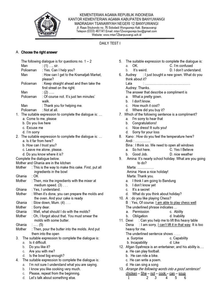 Daily Test VIII | PDF
