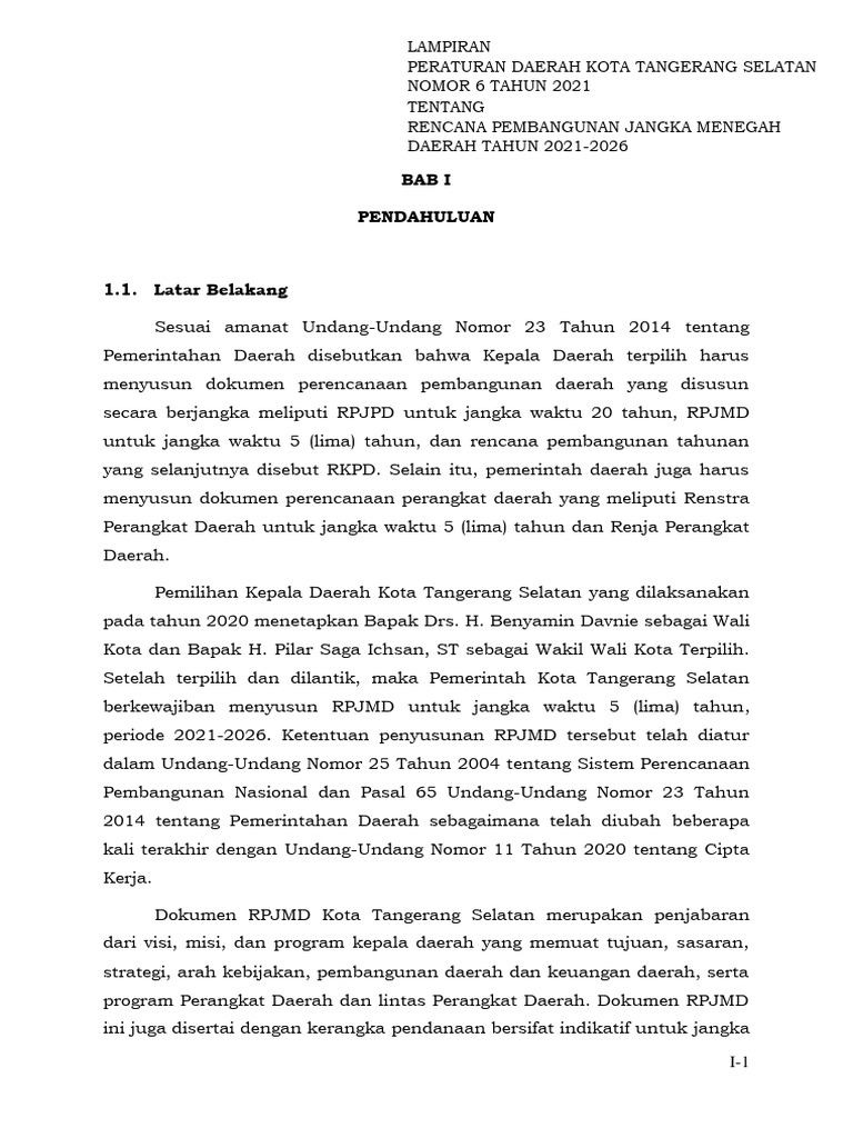 Lampiran RPJMD 2021-2026 | PDF