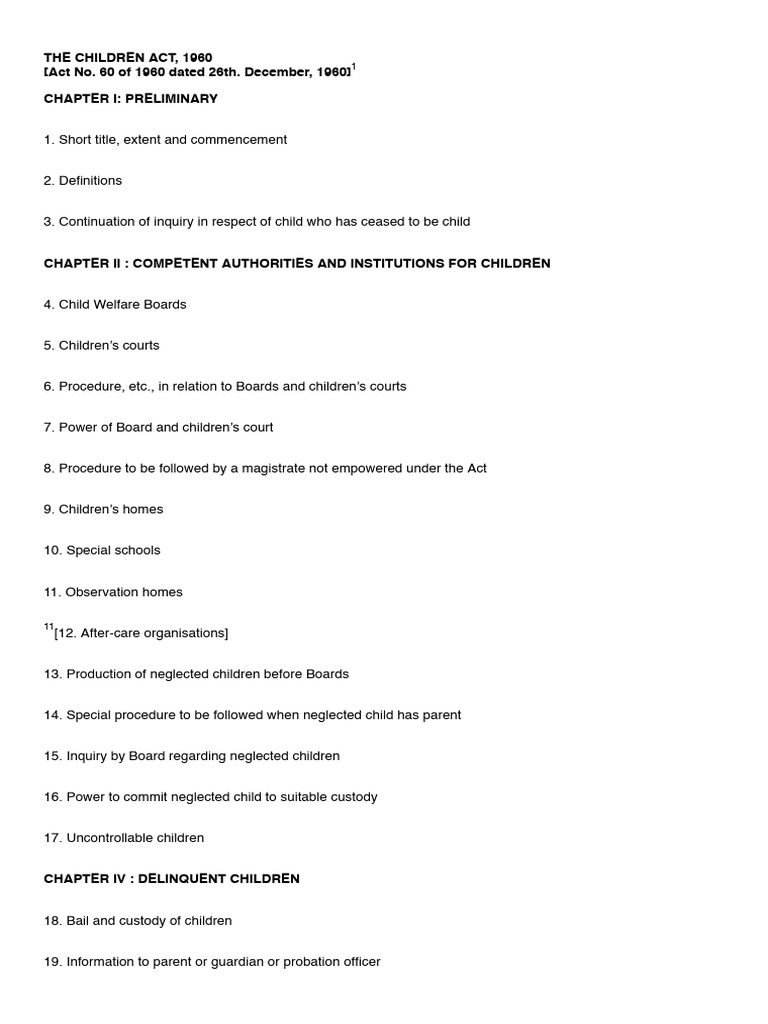 Children Act 1960 | PDF